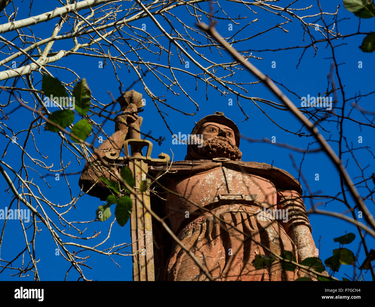 The 1814 red sandstone statue of William Wallace, in the Bemersyde ...