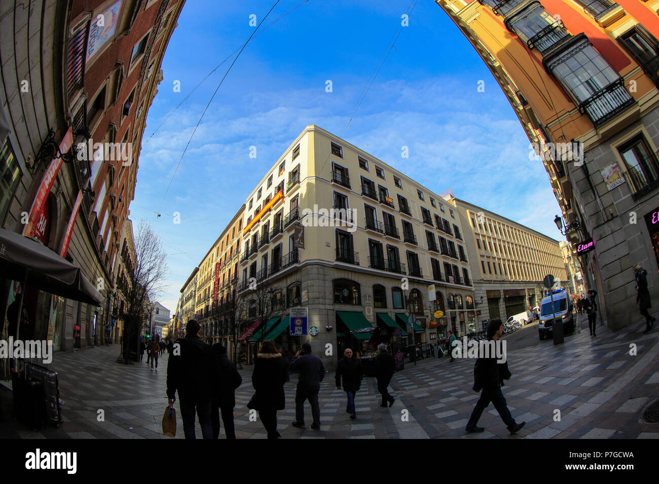 Street view of Madrid, the capital city of Spain Stock Photo - Alamy