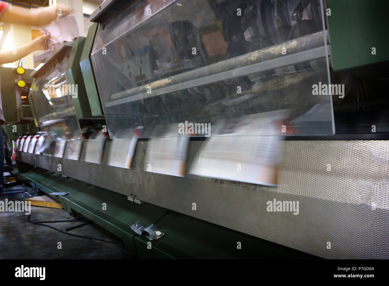 Motion of process in a modern printing house, offset printing Stock ...