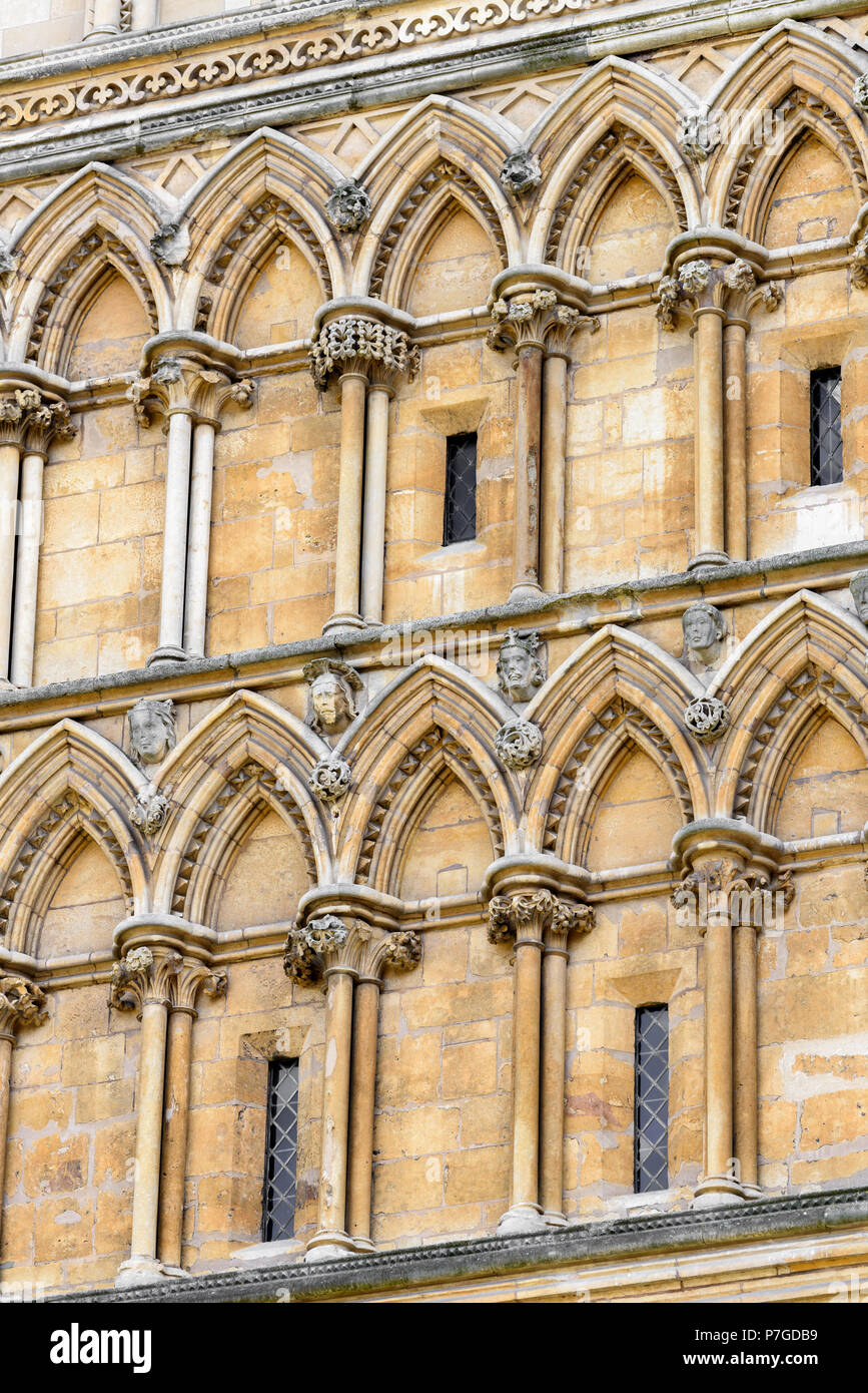 Decorative stonework on the west facade of the medieval cathedral ...