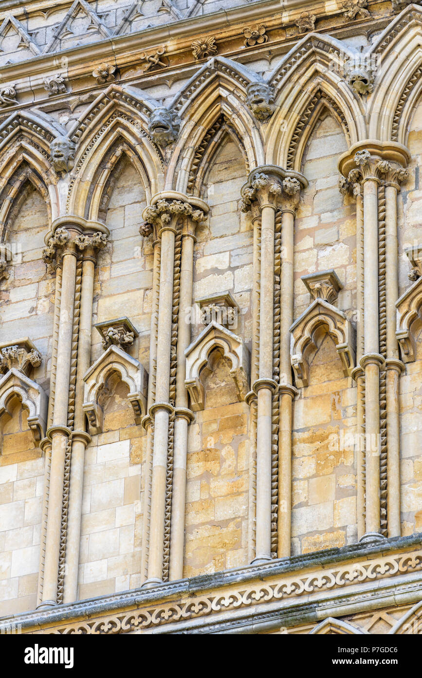Decorative stonework on the west facade of the medieval cathedral ...