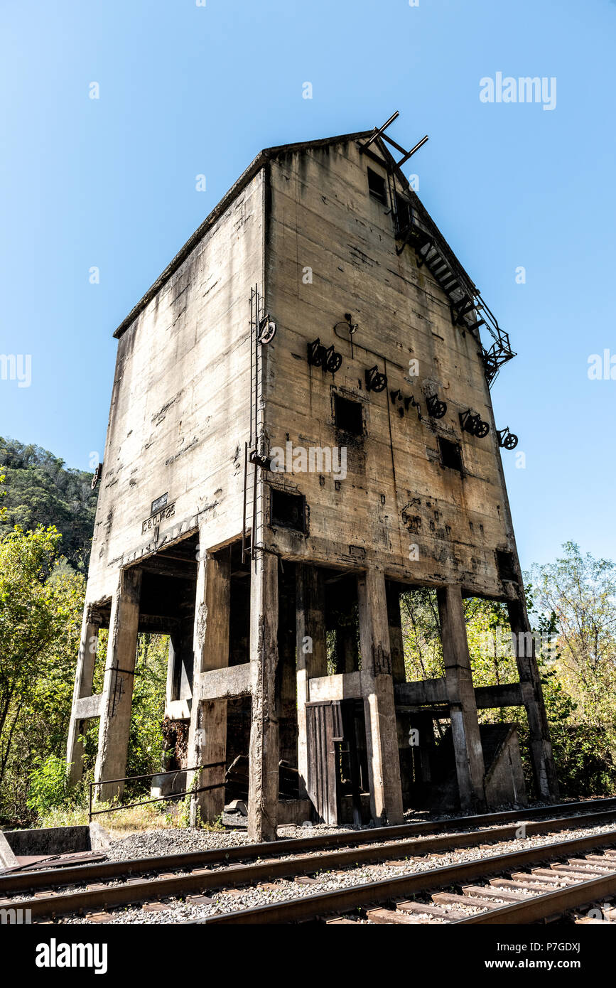 Abandoned retro concrete loading receiving terminal building exterior ...