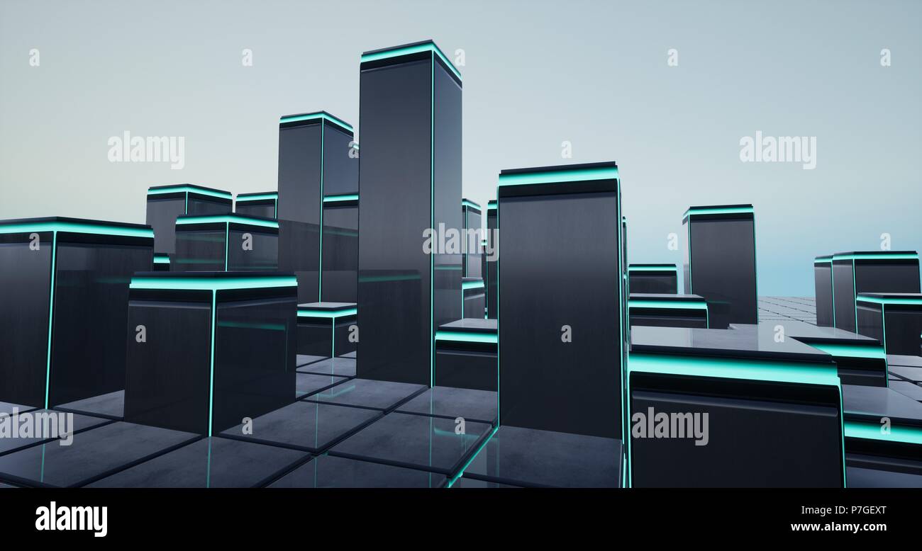 techno city lanscape, wallpaper Stock Photo - Alamy