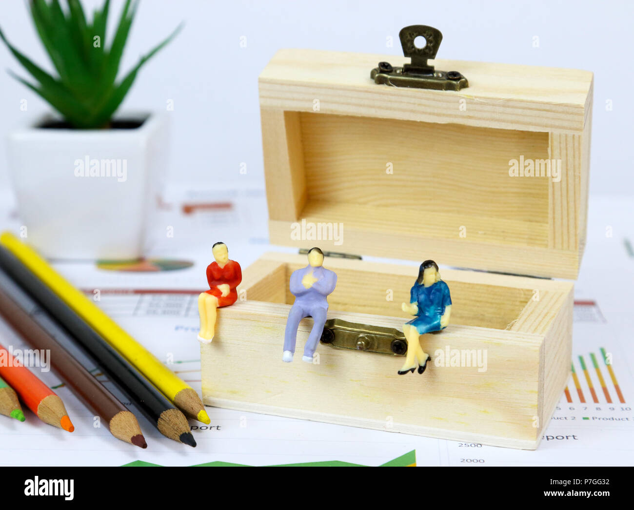 Image of business work with graph and business report at the office ...
