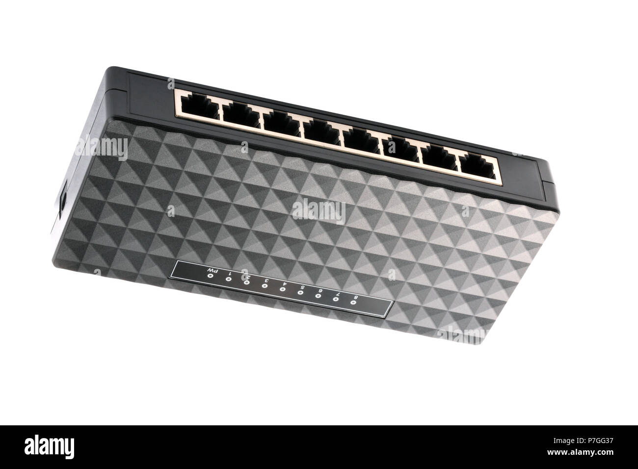 black 8 Port Plastic Ethernet Switch isolated on white background at ...