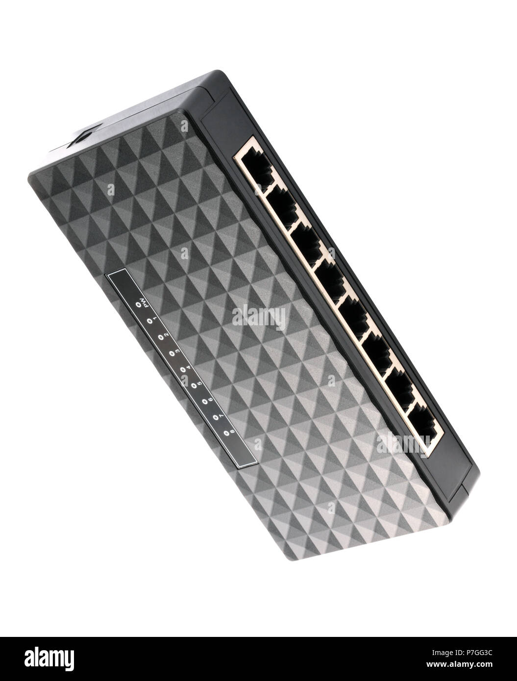 black 8 Port Plastic Ethernet Switch isolated on white background at ...
