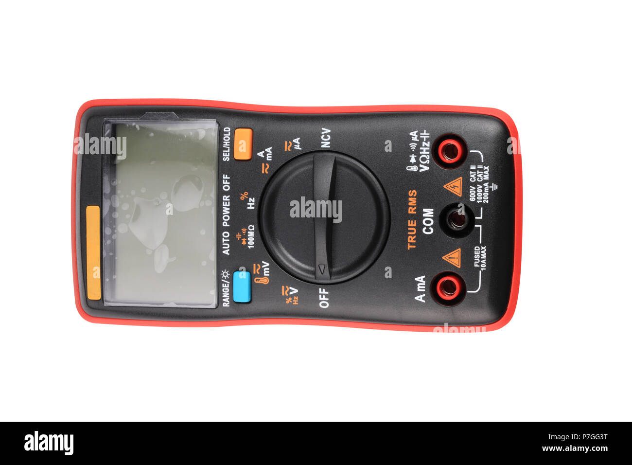 black digital multimeter isolated on white background at dry day Stock ...