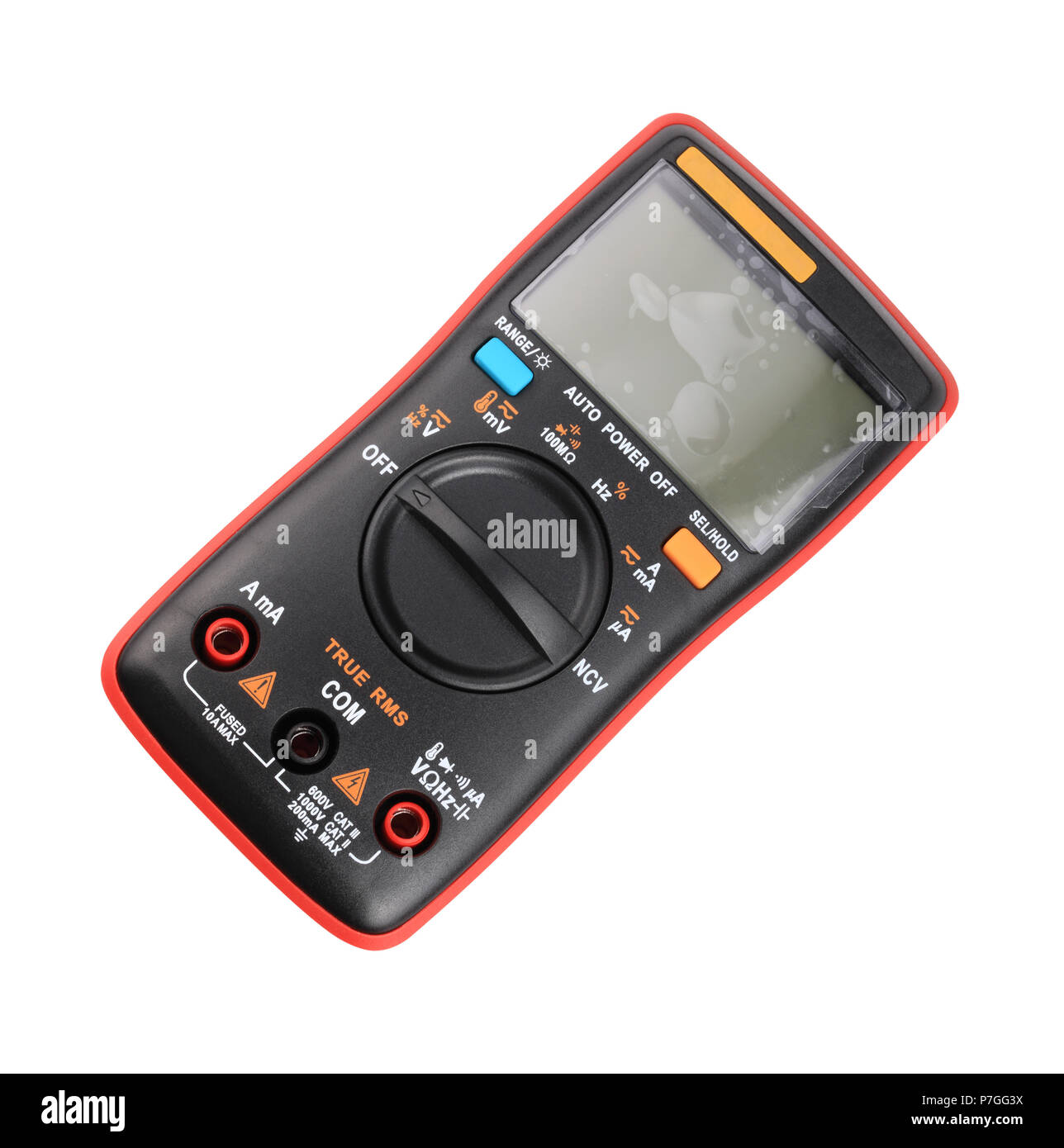 black digital multimeter isolated on white background at dry day Stock ...