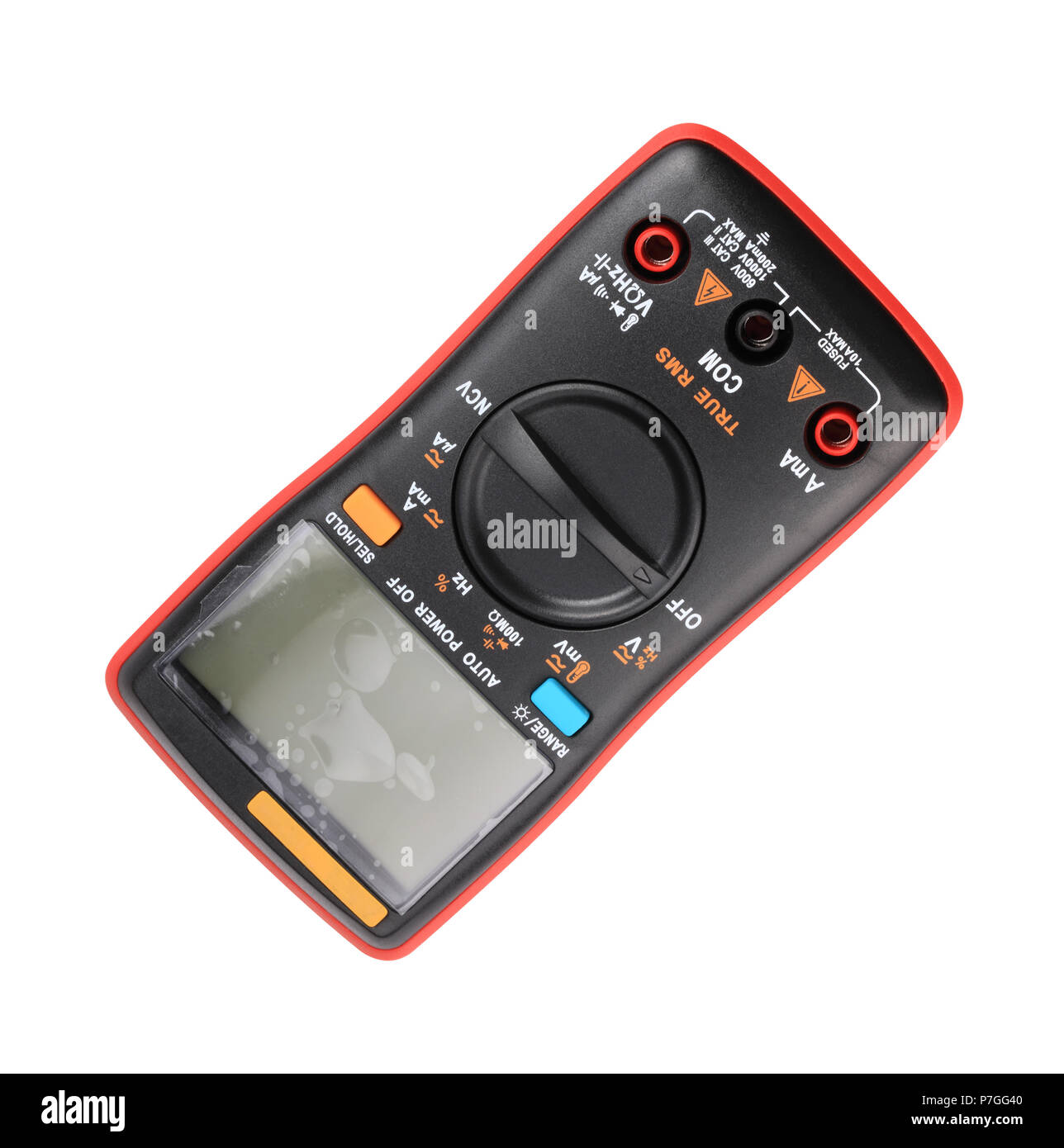 black digital multimeter isolated on white background at dry day Stock ...