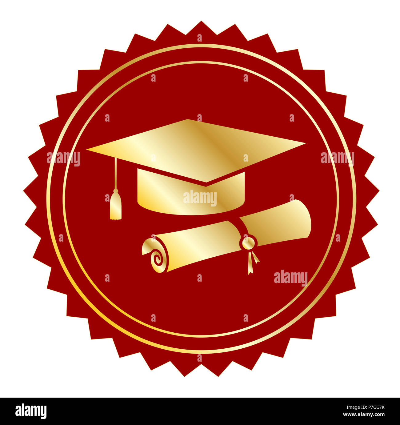 Graduate cap gold red stamp Stock Photo - Alamy