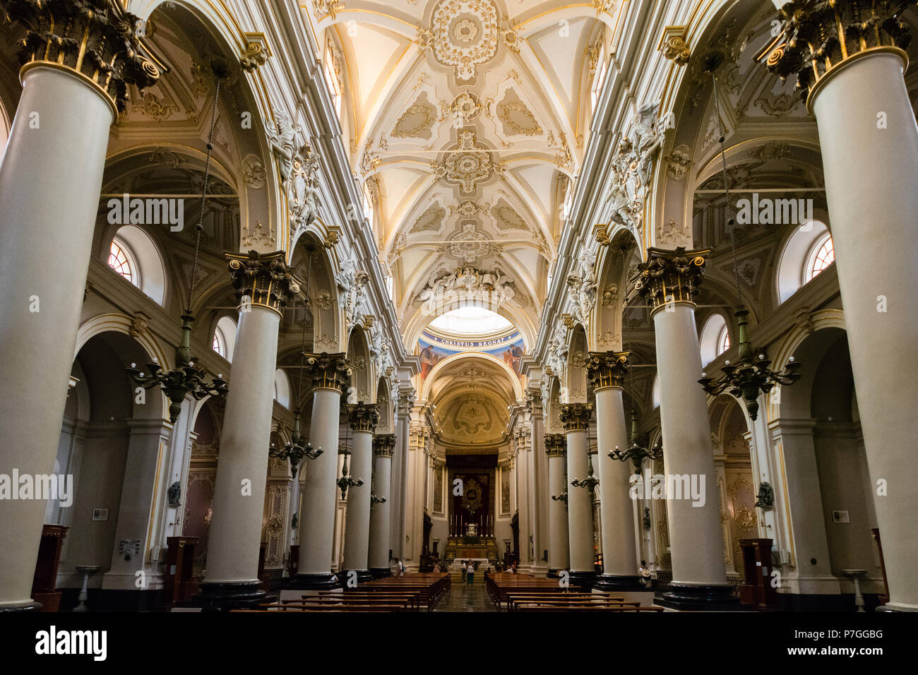 RAGUSA, ITALY - AUGUST 18 2017: Baroque interior of the 18th century ...