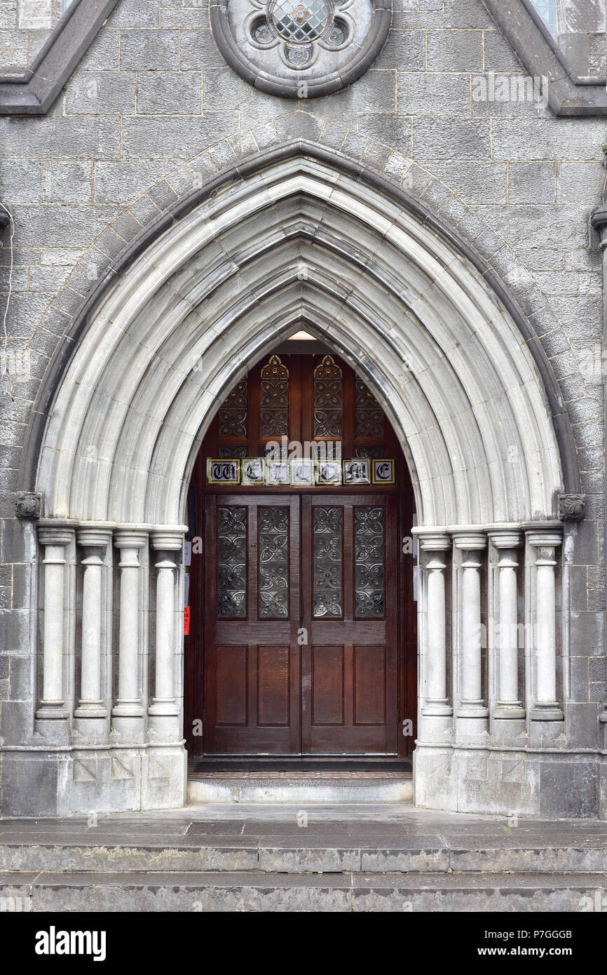 Stone portal in early English style of Roman Catholic church of St ...