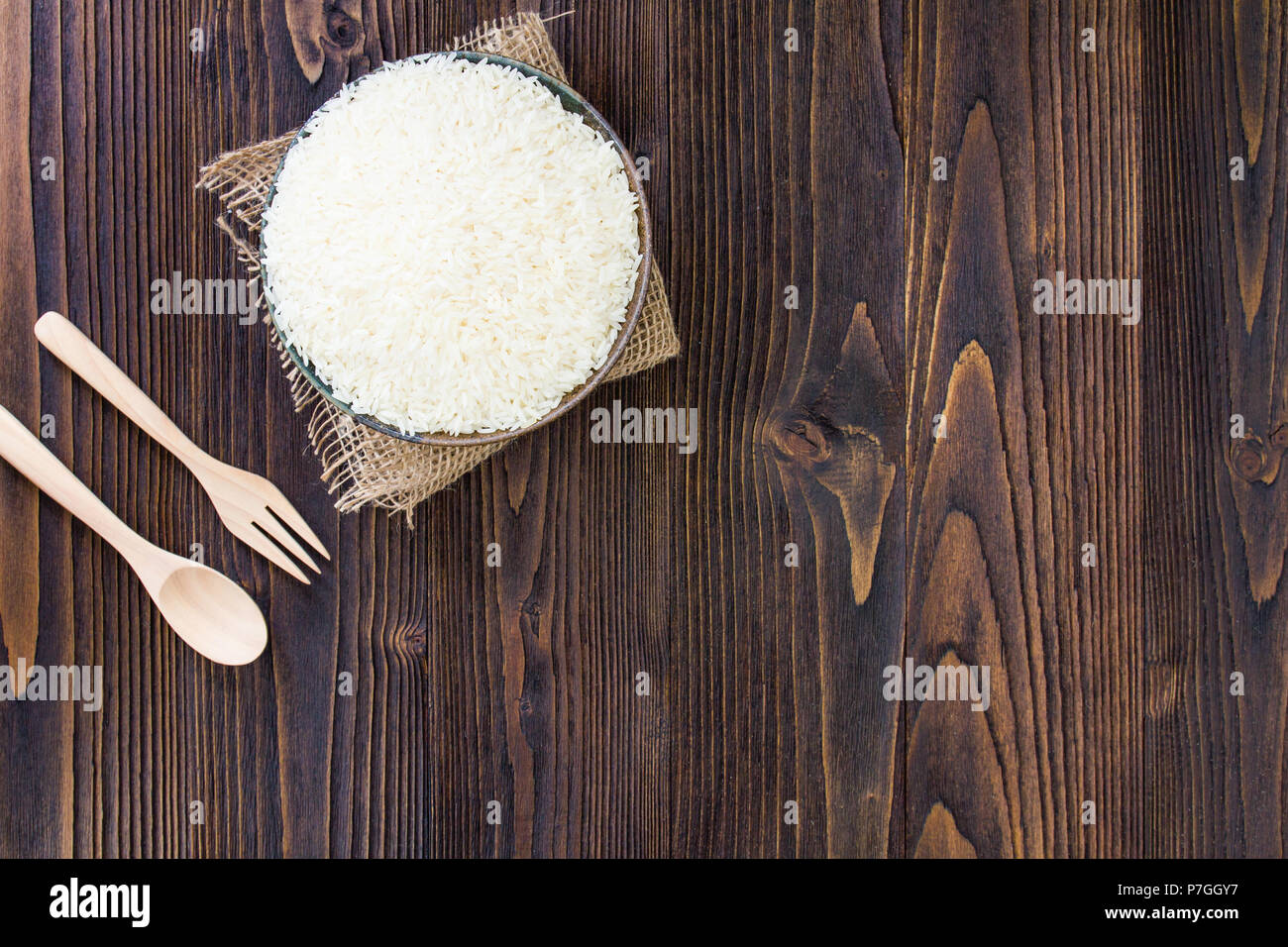 White rice bowl with fork hi-res stock photography and images - Alamy