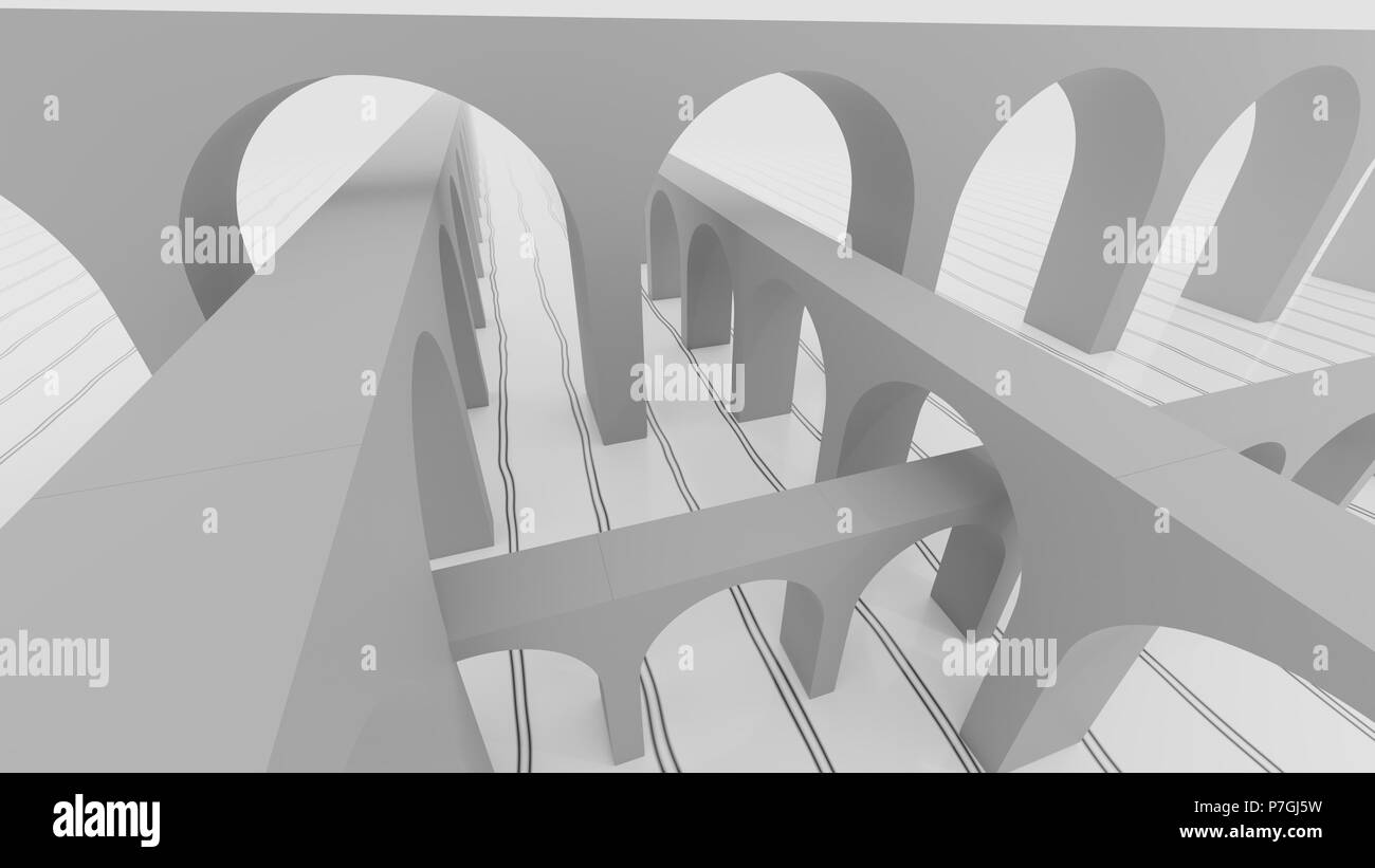 abstract instersection of arc bridges 3d render Stock Photo - Alamy