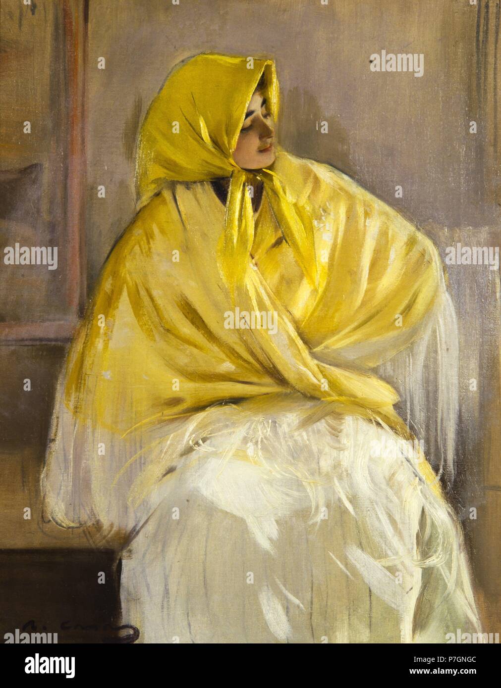 Julia de amarillo. Óleo. Museum: COLECCION PRIVADA Stock Photo - Alamy