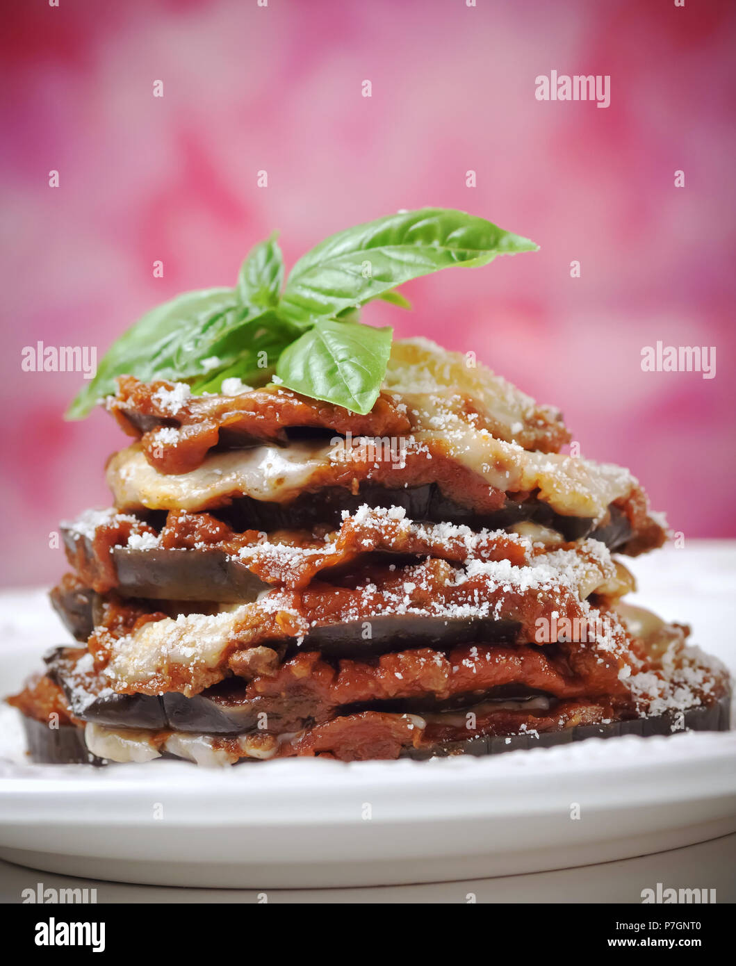 Eggplant parmigiana with cheese and tomato Stock Photo - Alamy