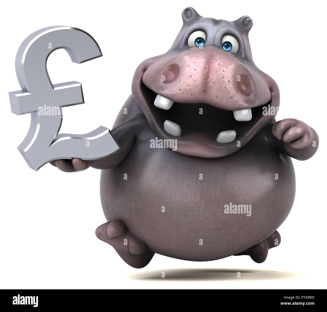 Fun hippo - 3D Illustration Stock Photo - Alamy