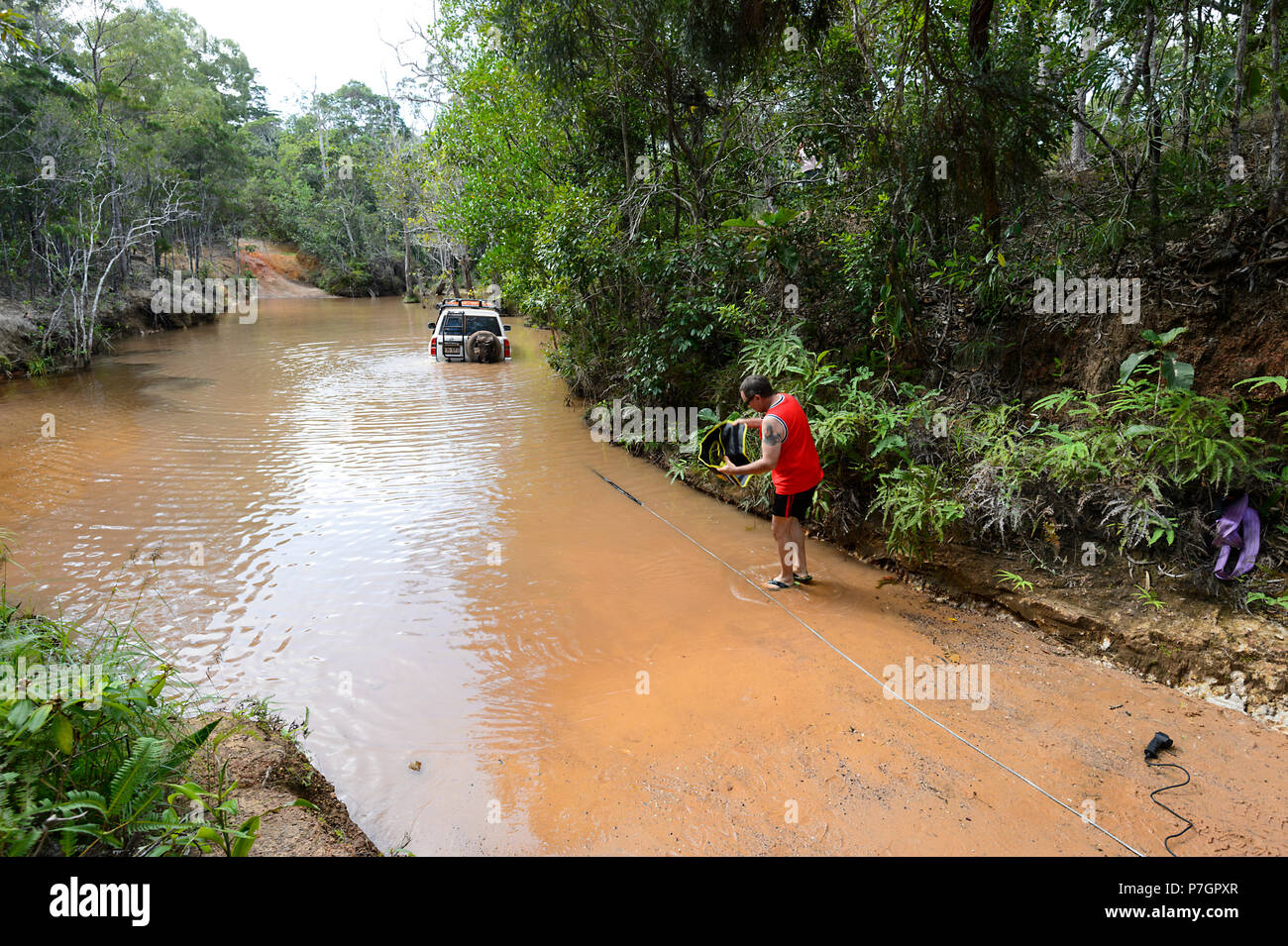 A 4x4 Nissan Patrol bogged on popular Old Telegraph Road (OTT) being ...
