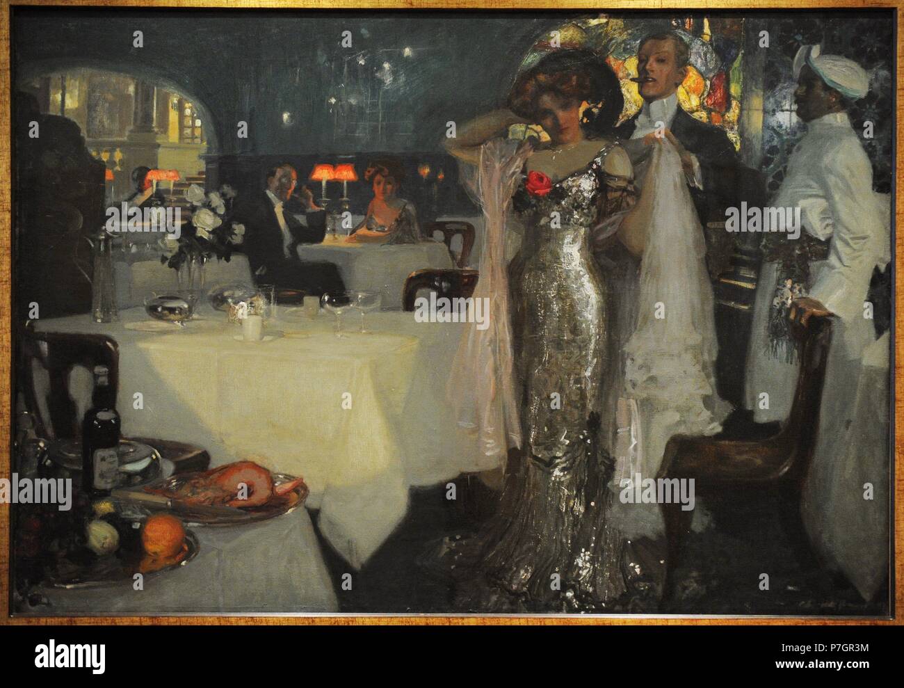 Charles Hoffbauer (1875-1957). French painter. In the Restaurant, 1907 ...