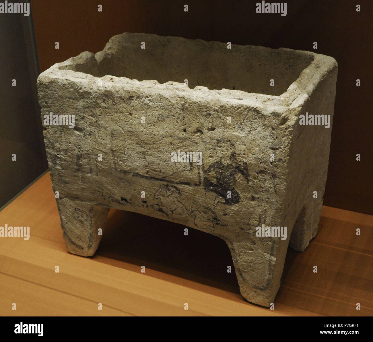 Ossuary. Alabaster; painting. Chorasmia. 7th c. Tok-Kala necropolis ...