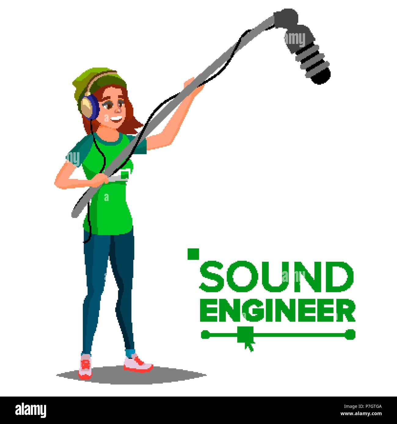 Sound Engineer Man Vector. Professional Videography Studio. Journalist ...