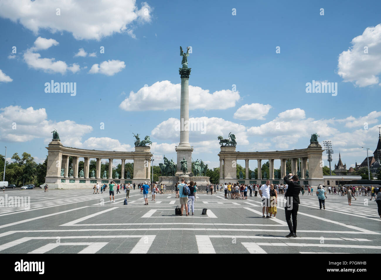 The monument of the millennial in the Heroes' Square in Budapest ...