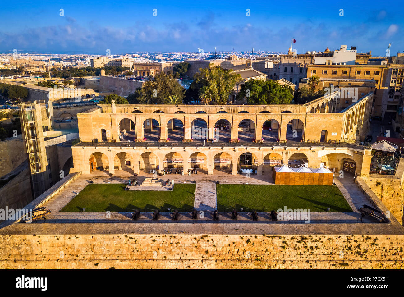 Valletta, Malta - Aerial view of the beautiful saluting battery of ...