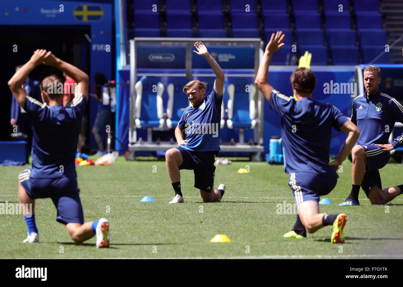 Sweden players during a training session at the Samara Arena, Samara ...