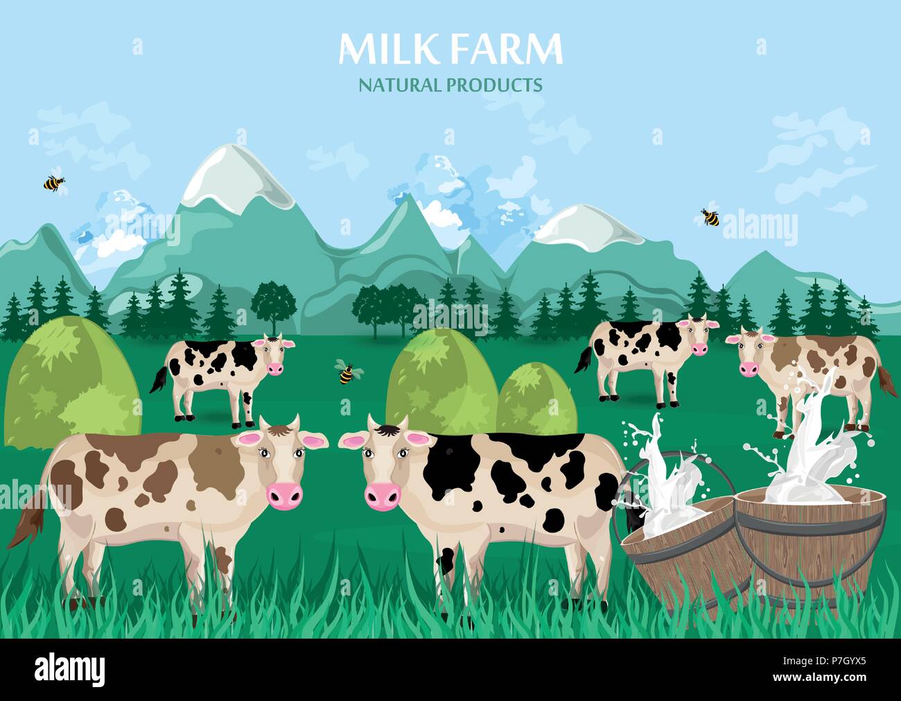 Country cows milk in Stock Vector Images - Alamy