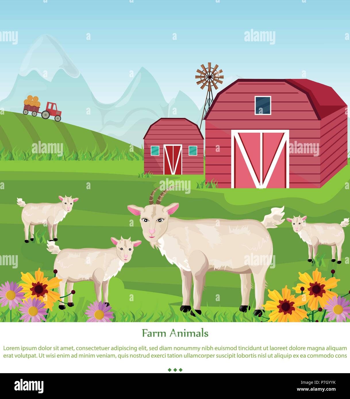 Goat Farm Background Vector