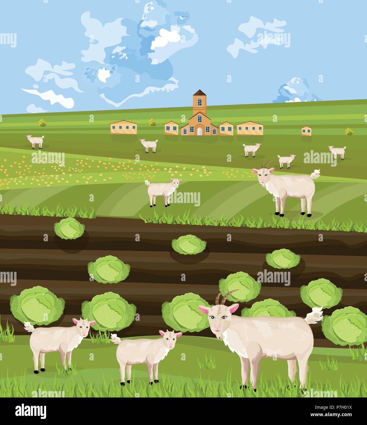 Goat Farm Background Vector