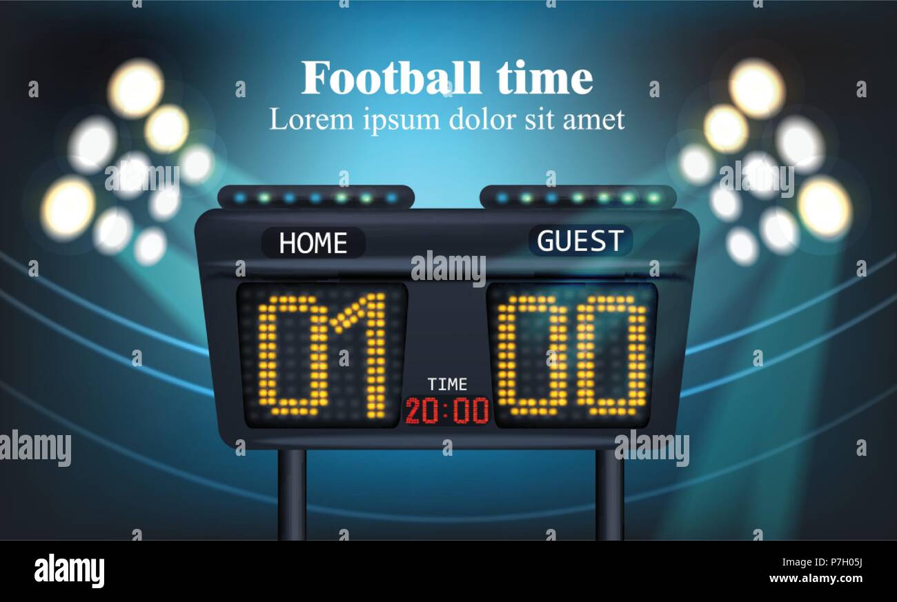 Electronic board for football game score Vector illustration Stock ...