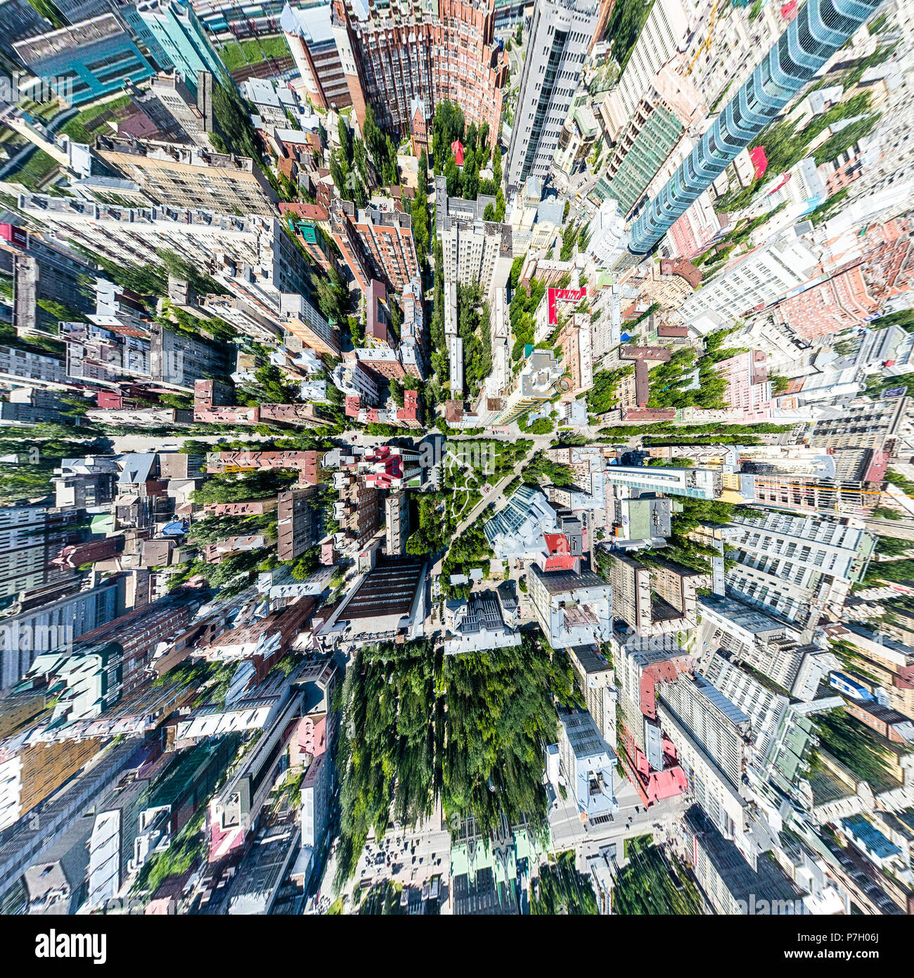 Aerial city view with roads, houses and buildings Stock Photo - Alamy