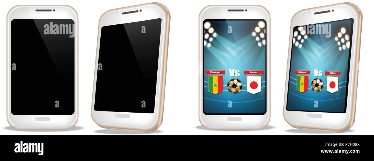 Smartphone with football score on screen Vector realistic. Sports ...
