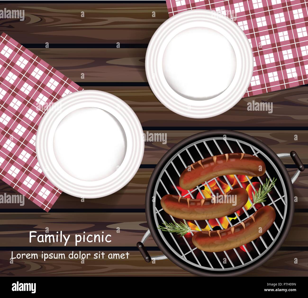 Round picnic table Stock Vector Images - Alamy