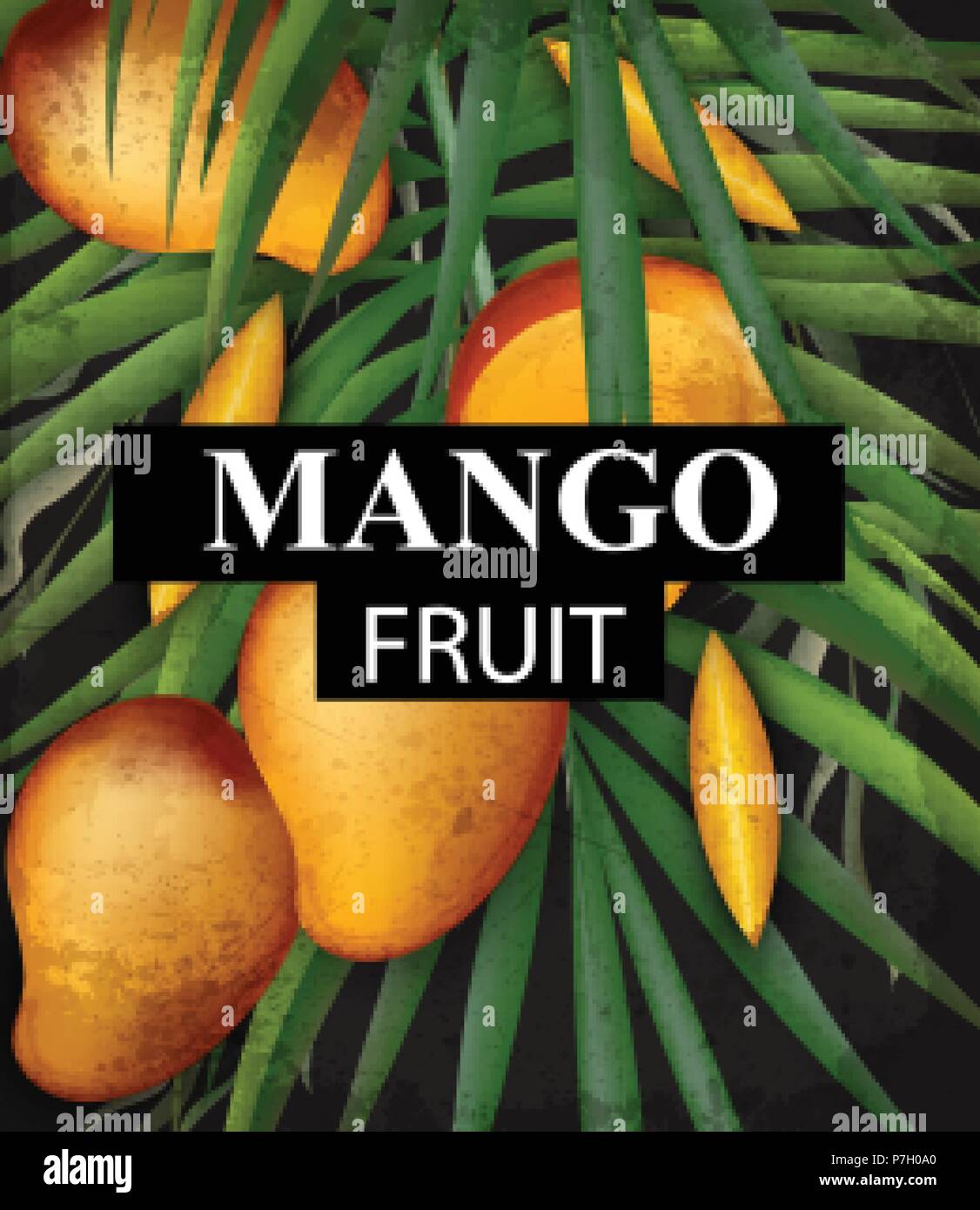 Mango card background. Growing fruits ripe harvest 3d detailed ...