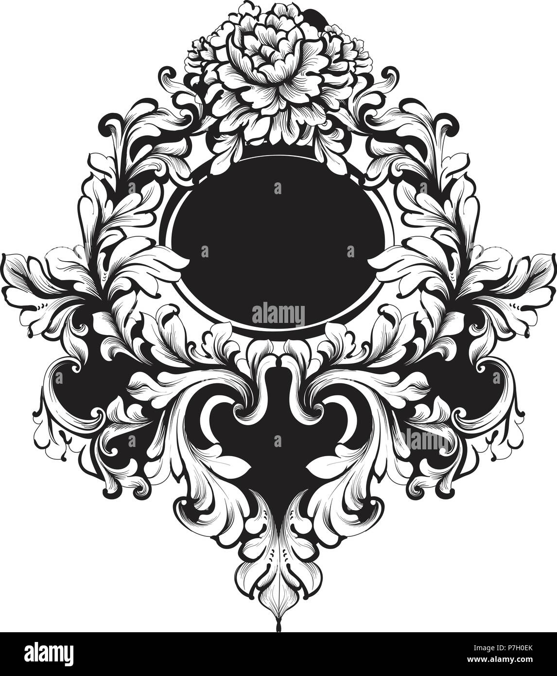Round Frame Vector. Classic rich ornamented carved decors. Baroque ...