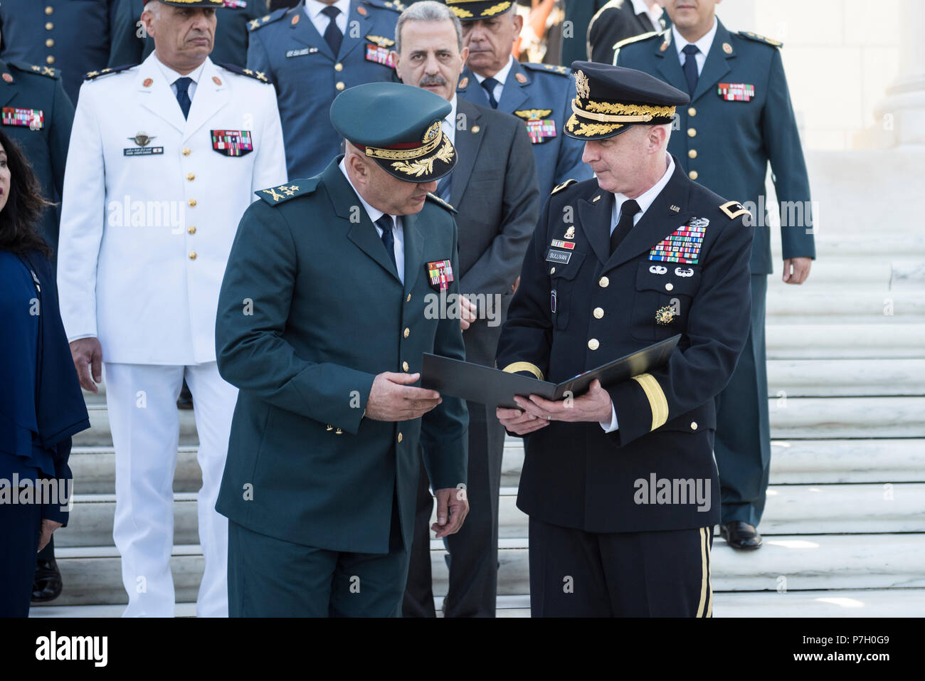 Gen. Joseph K. Aoun (left), commander, Lebanese Armed Forces; receives ...