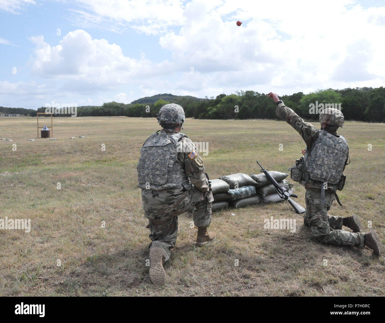 Staff Sgt. Sidney Norman, Army Medical Dept. Center and School, throws ...