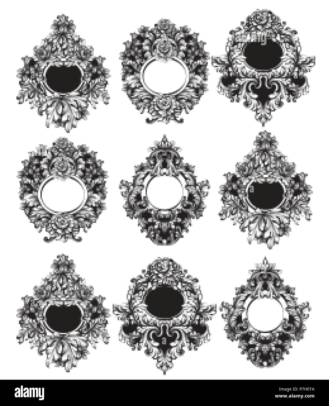 Baroque Round Frame Vector. Classic rich ornamented carved decors ...