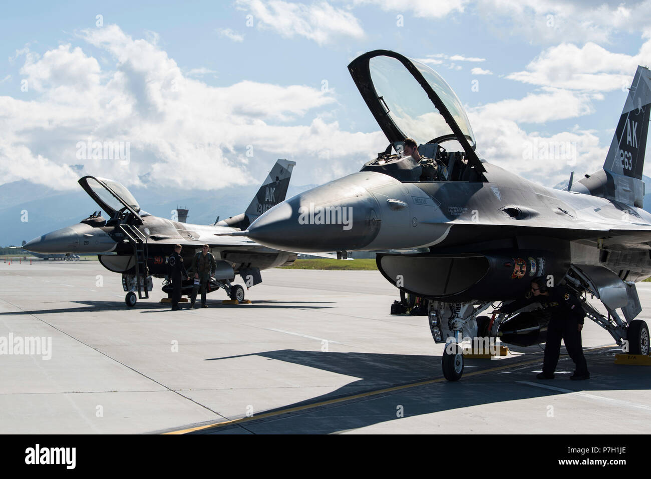 The U.S. Air Force F-16 Viper demo team piloted by Air Force Lt. Col ...