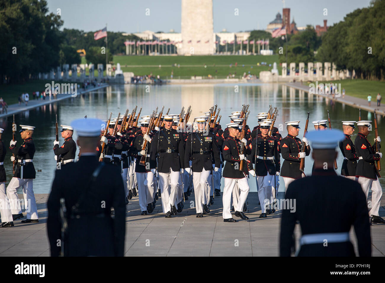 Marines with Alpha Company, Marine Barracks Washington D.C., march onto ...