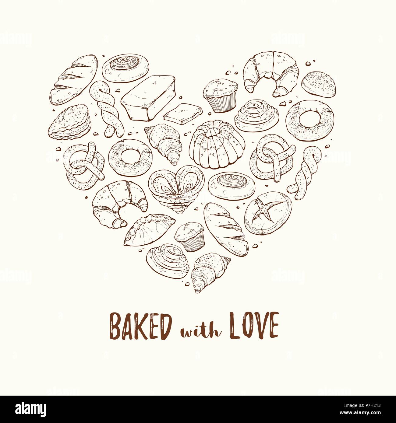 fresh bread heart poster Stock Vector Image & Art - Alamy