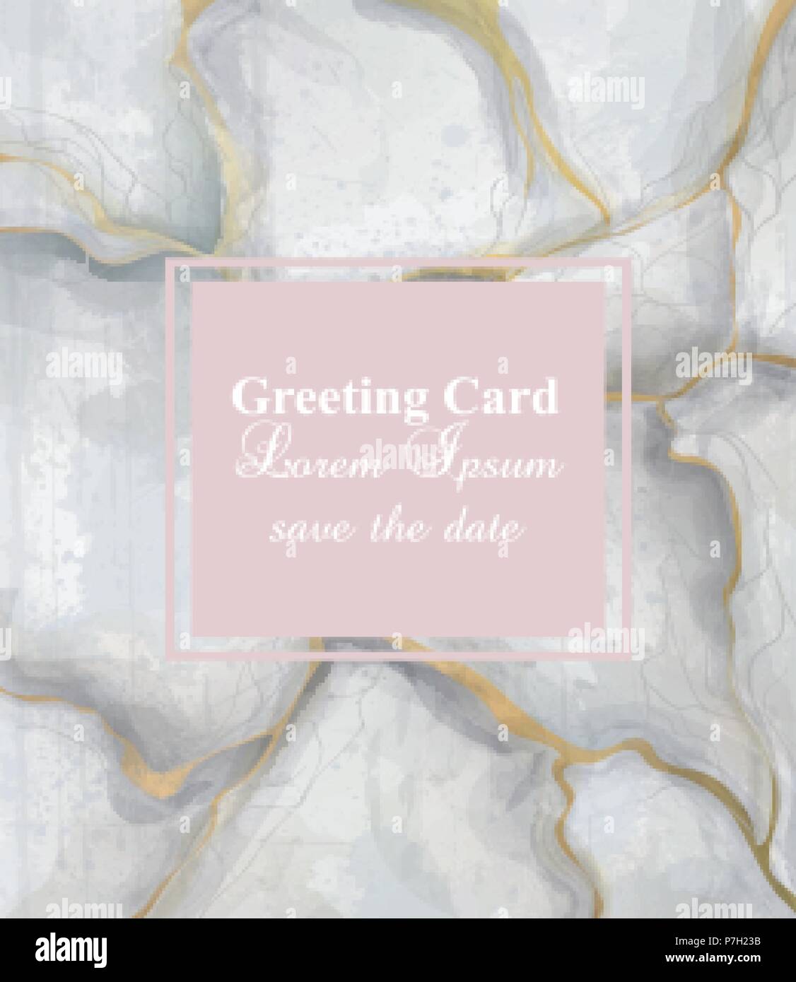 Greeting card golden gray marble background Vector. Luxury stone ...