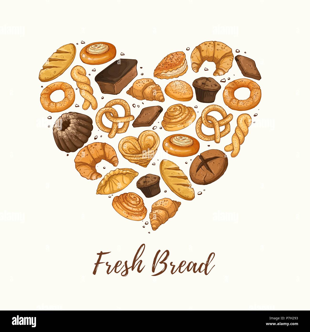 fresh bread heart poster Stock Vector Image & Art - Alamy