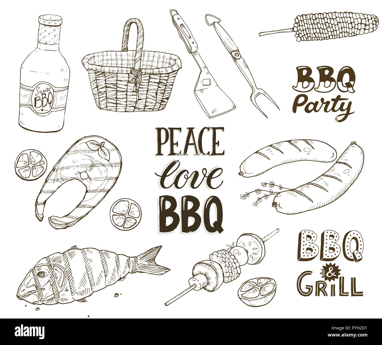 bbq sketches vector Stock Vector Image & Art - Alamy