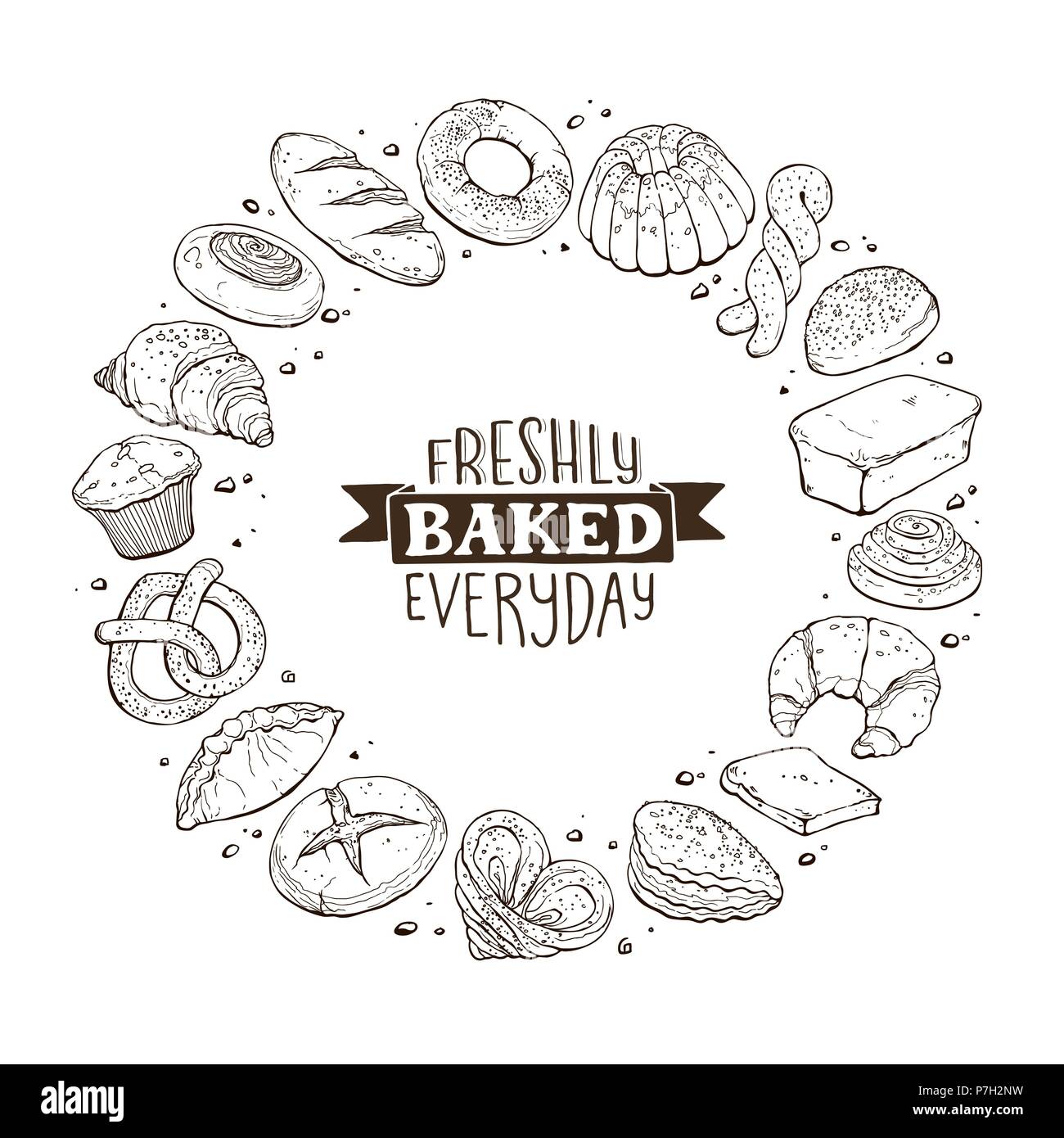 fresh bread circle poster Stock Vector Image & Art - Alamy