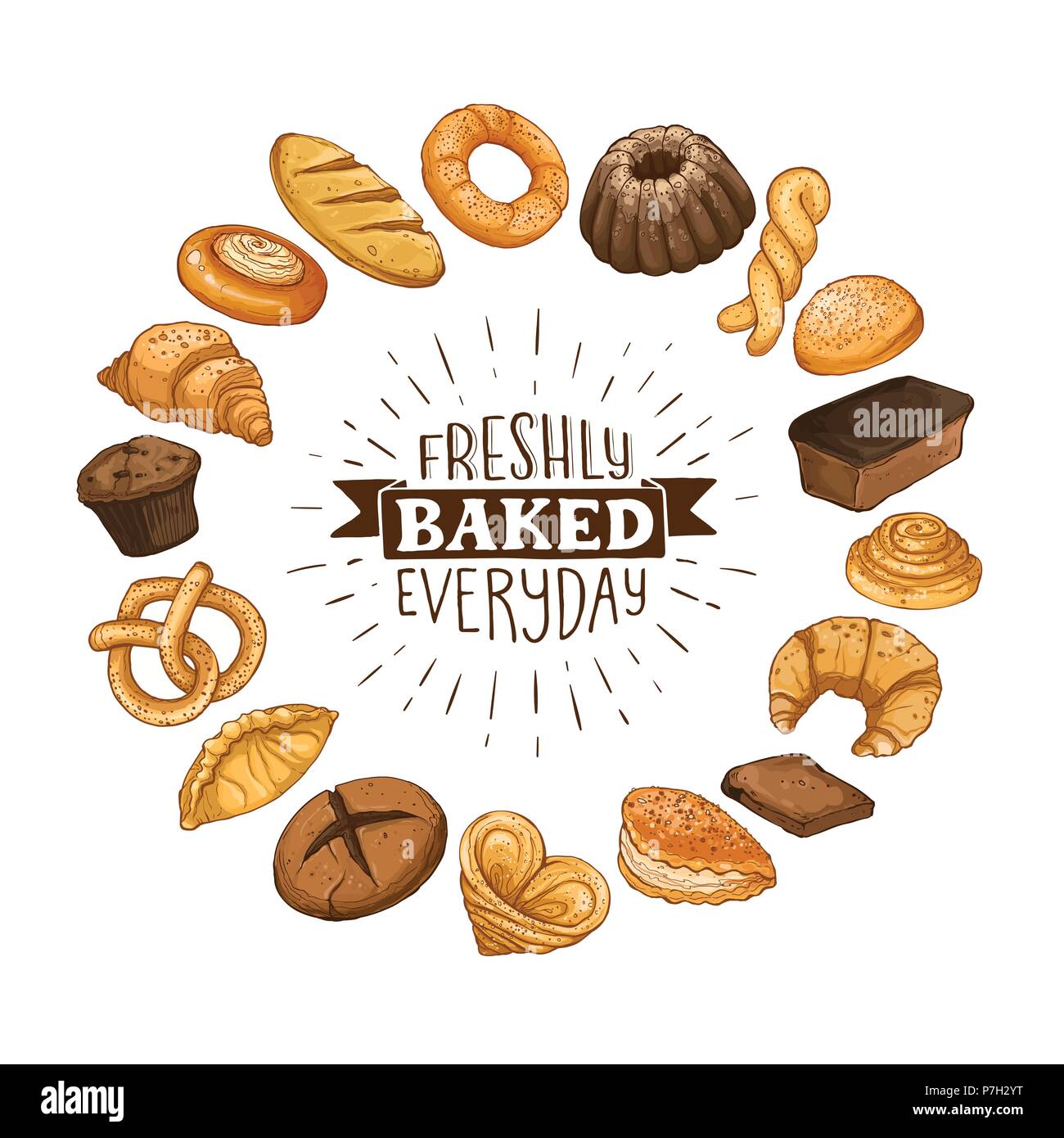 fresh bread circle poster Stock Vector Image & Art - Alamy