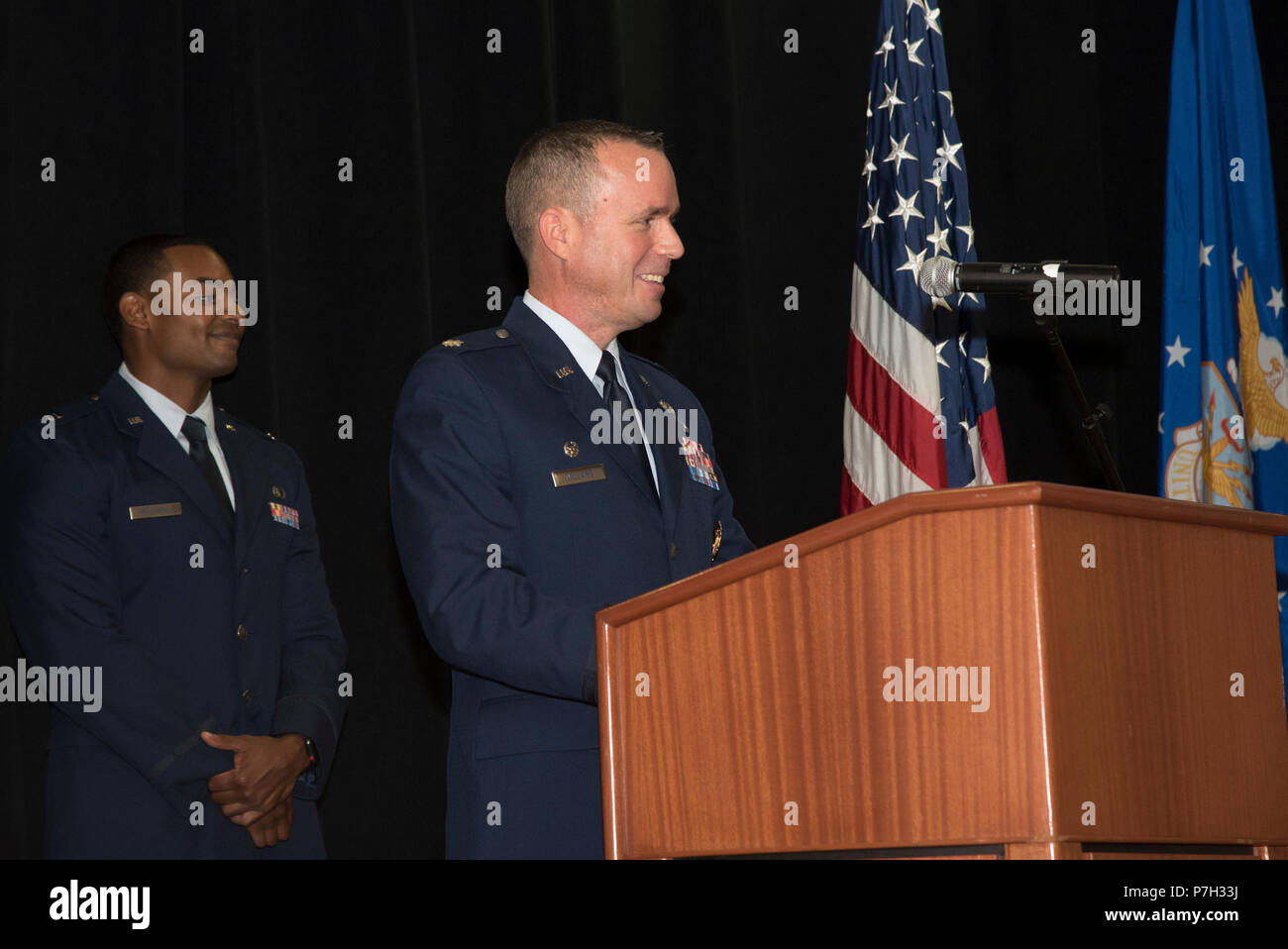 U.S. Air Force Lt. Col. Jason Williams (center), incoming commander for ...