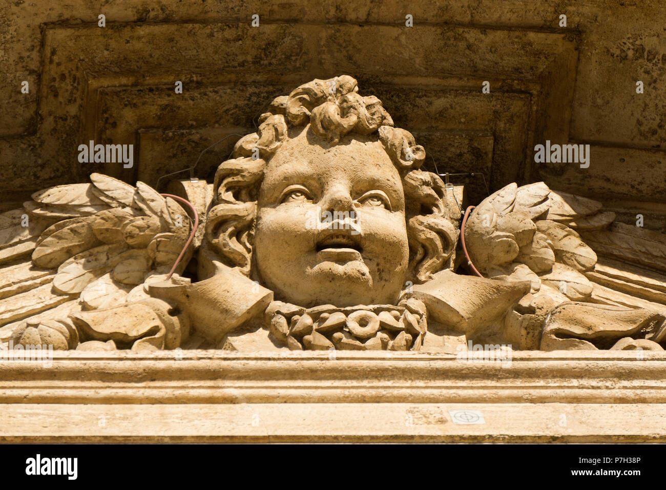 Carved cherub detail on an historic building Stock Photo - Alamy